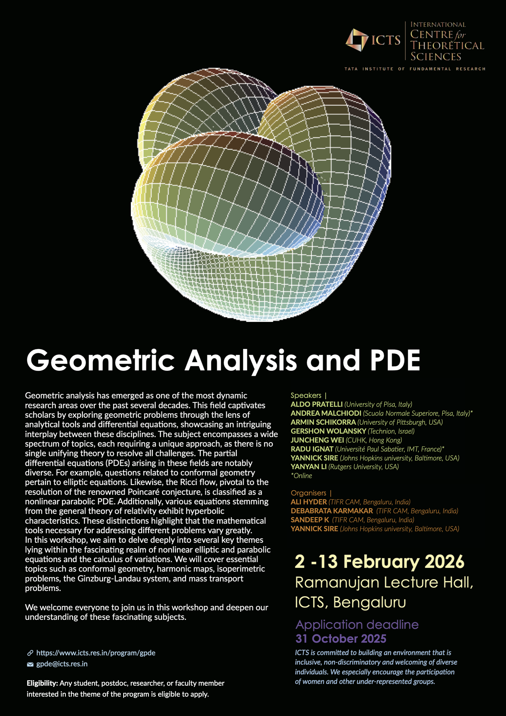 Geometric Analysis and PDE | ICTS